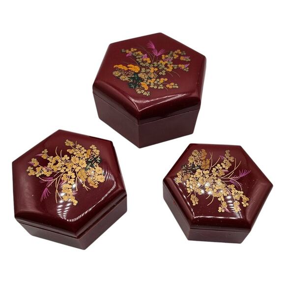 Unbranded | Jewelry | Vintage 3 Nested Lacquer Finish Jewelry Boxes No ...